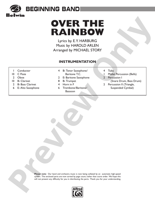 Over the Rainbow: Score: Concert Band Score - Digital Sheet Music Download