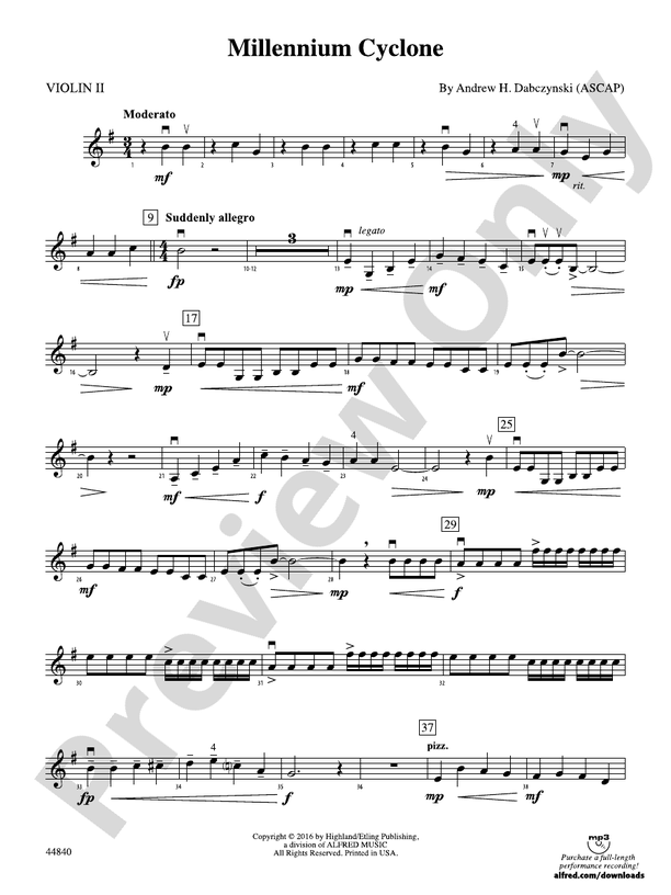 Millennium Cyclone: 2nd Violin: 2nd Violin Part - Digital Sheet Music ...