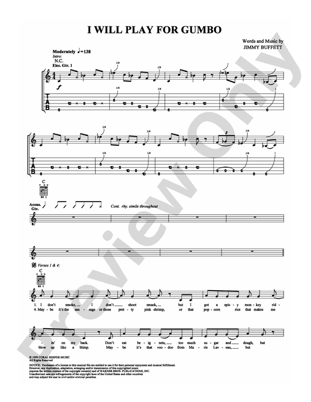 I Will Play for Gumbo: Guitar TAB: Jimmy Buffett - Digital Sheet Music ...