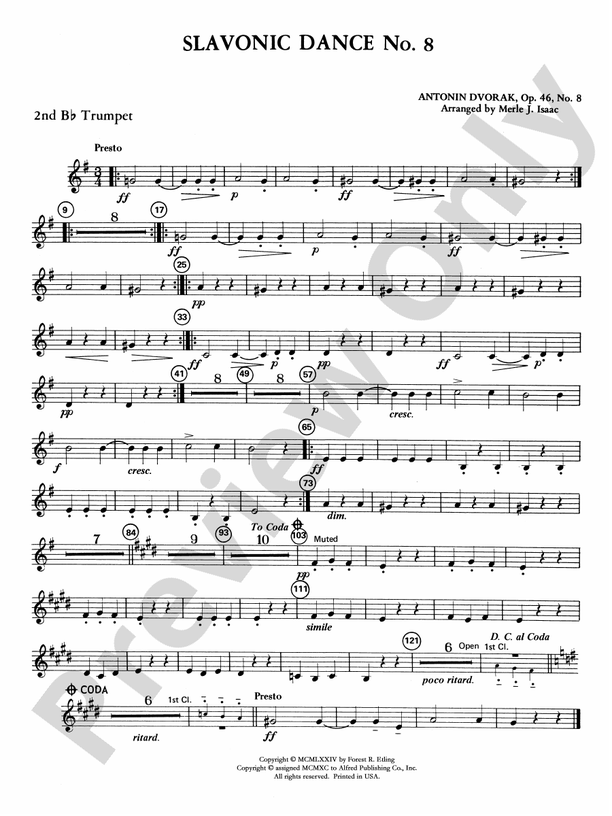 Slavonic Dance No. 8: 2nd B-flat Trumpet: 2nd B-flat Trumpet Part - Digital Sheet Music Download