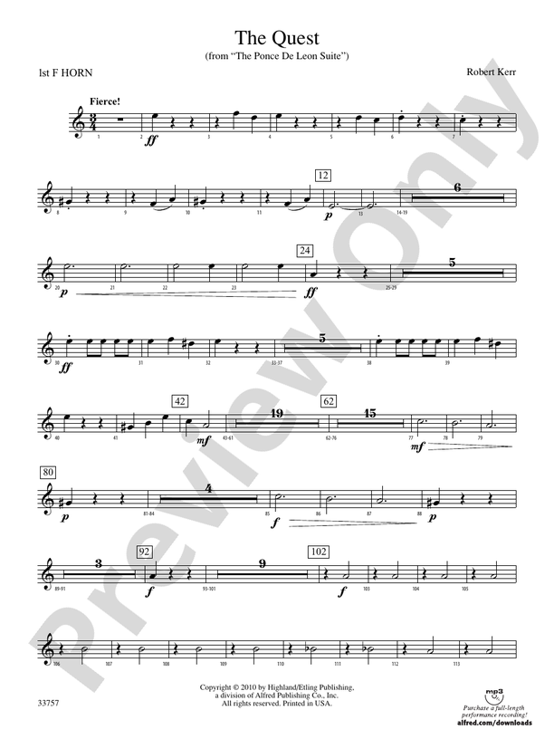 The Quest: 1st F Horn: 1st F Horn Part - Digital Sheet Music Download