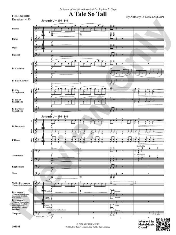 A Tale So Tall: Score: Concert Band Score - Digital Sheet Music Download