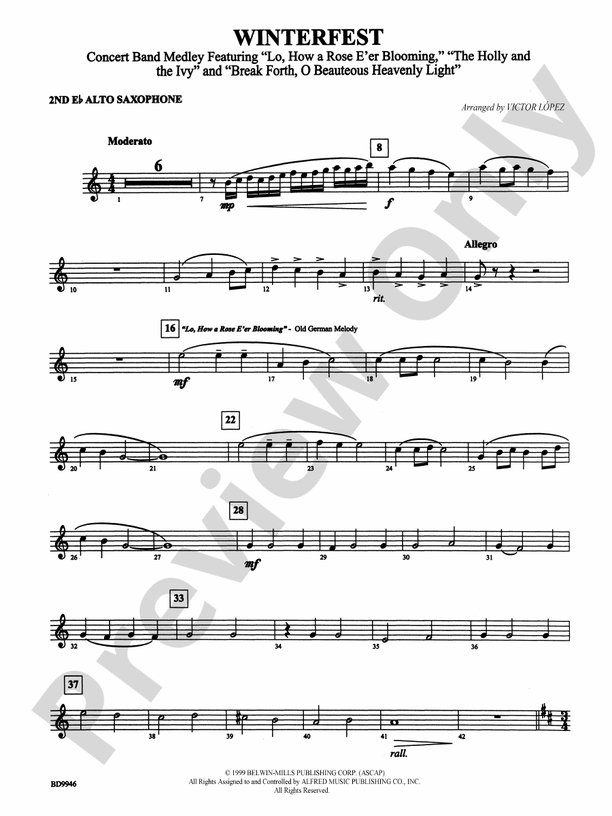 Winterfest: 2nd E-flat Alto Saxophone: 2nd E-flat Alto Saxophone Part - Digital Sheet Music Download