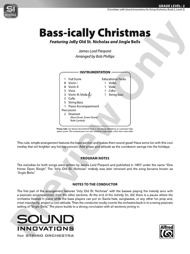 Bass-ically Christmas: Score: String Orchestra Score - Digital Sheet ...