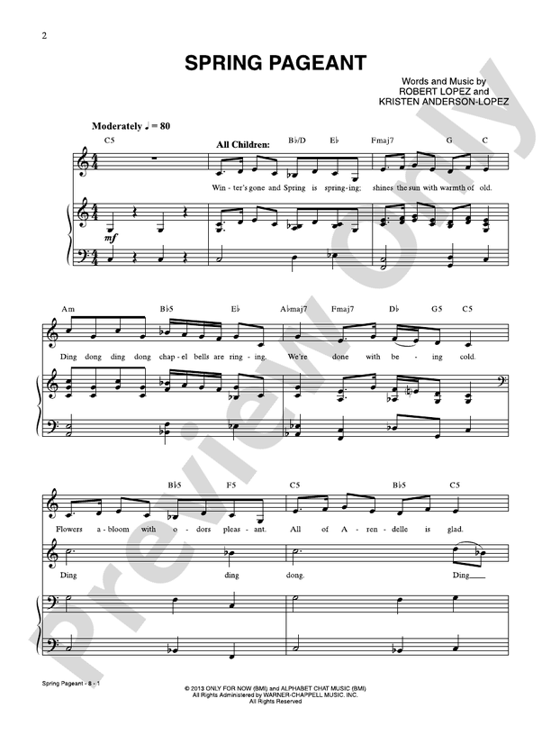 Spring Pageant (from Disney's Frozen): Piano/Vocal/Chords: Robert Lopez ...