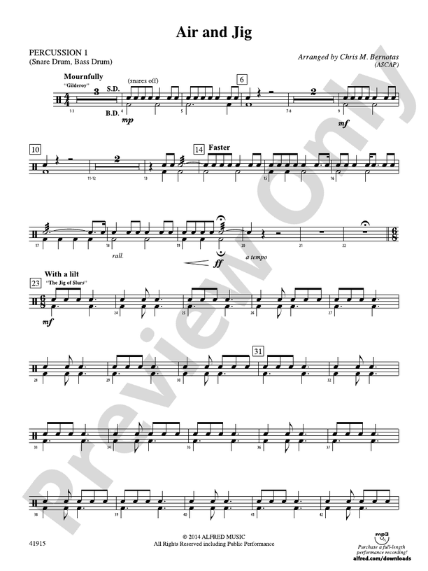 Air and Jig: 1st Percussion: 1st Percussion Part - Digital Sheet Music ...