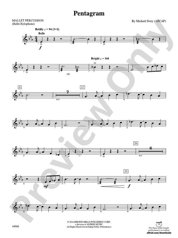 Pentagram: Mallets: Mallets Part - Digital Sheet Music Download