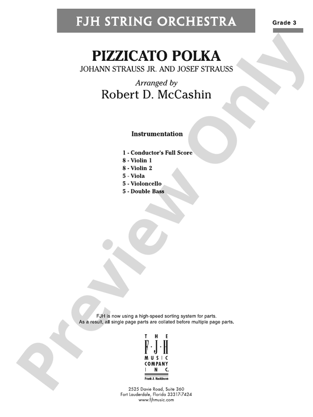 Pizzicato Polka: String Orchestra Conductor Score & Parts - Digital Sheet Music Download