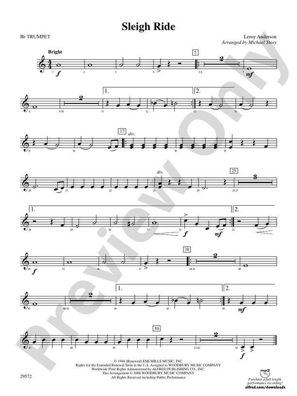 Sleigh Ride: 1st B-flat Trumpet: 1st B-flat Trumpet Part - Digital ...