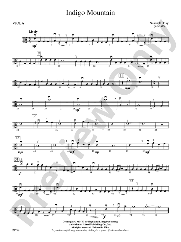 Indigo Mountain: Viola: Viola Part - Digital Sheet Music Download