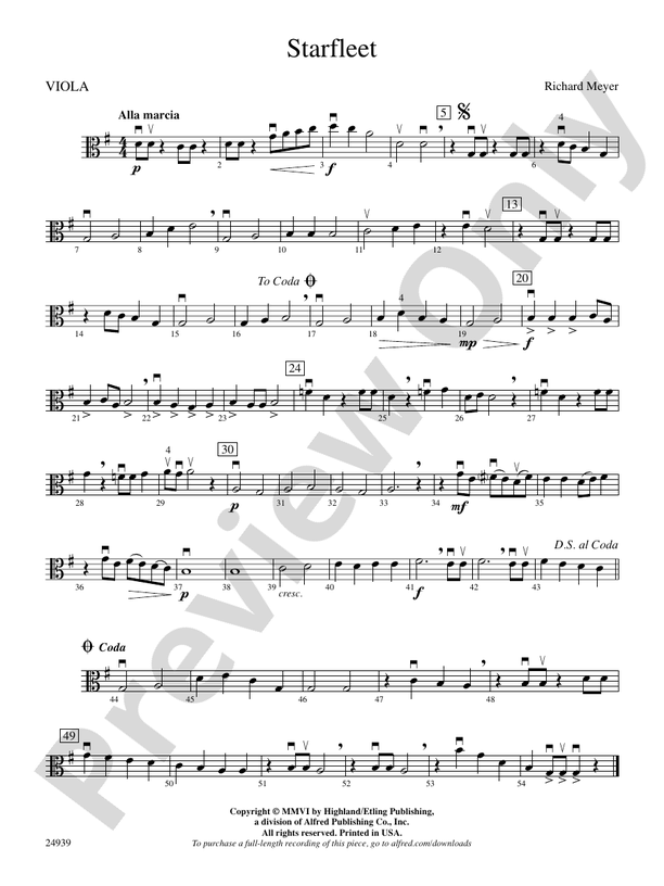 Starfleet: Viola: Viola Part - Digital Sheet Music Download