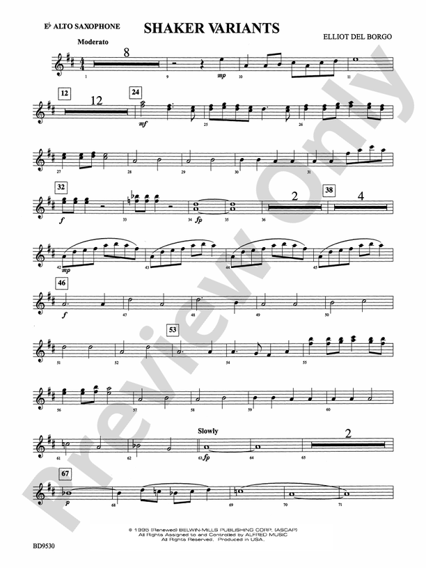 Shaker Variants: E-flat Alto Saxophone: E-flat Alto Saxophone Part ...