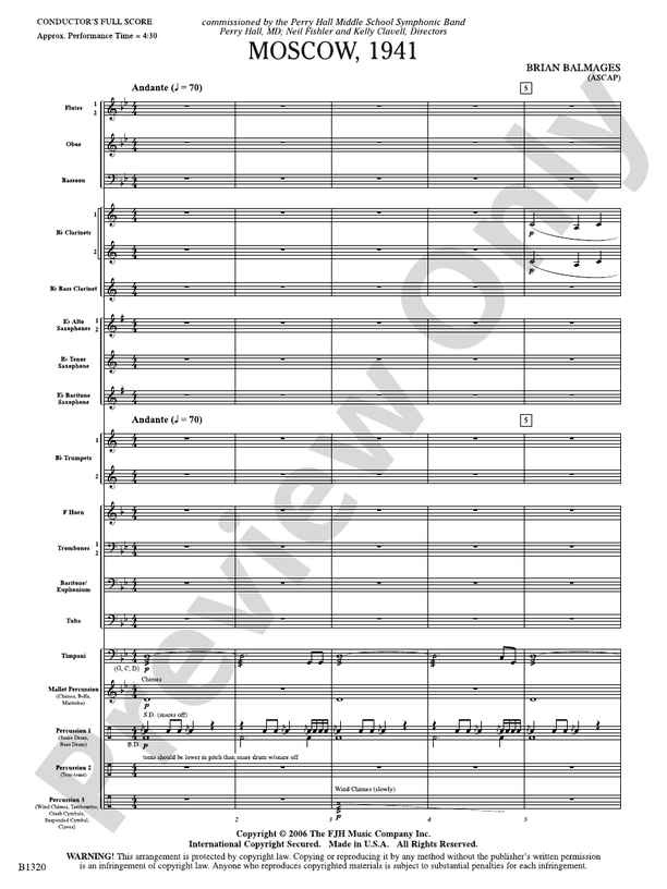 Moscow, 1941: Score: Concert Band Score: Brian Balmages - Digital Sheet ...