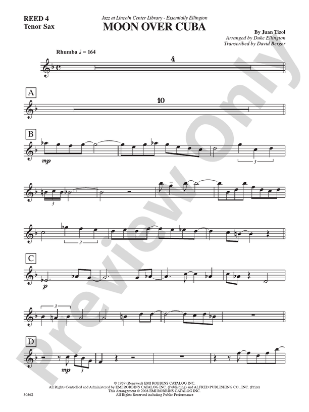 Moon over Cuba: 2nd B-flat Tenor Saxophone: 2nd B-flat Tenor Saxophone ...