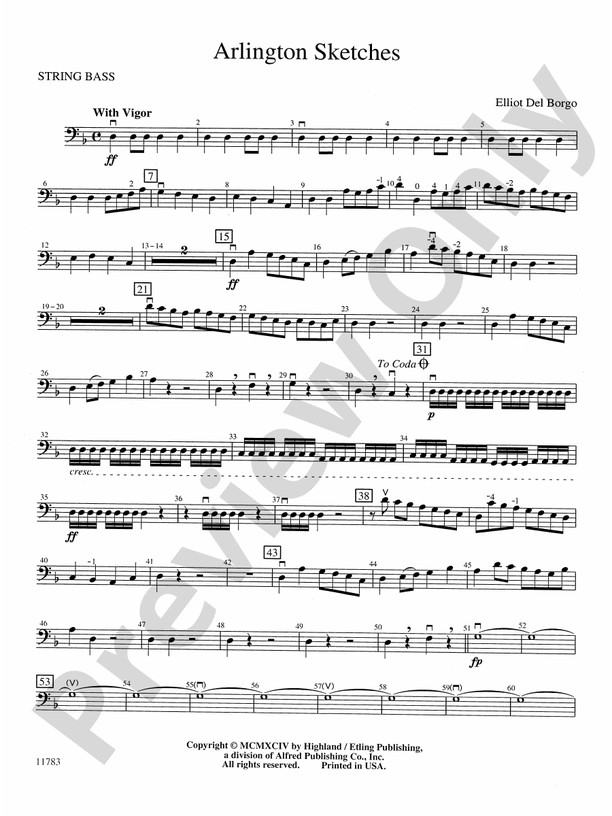 Arlington Sketches: String Bass: String Bass Part - Digital Sheet Music ...