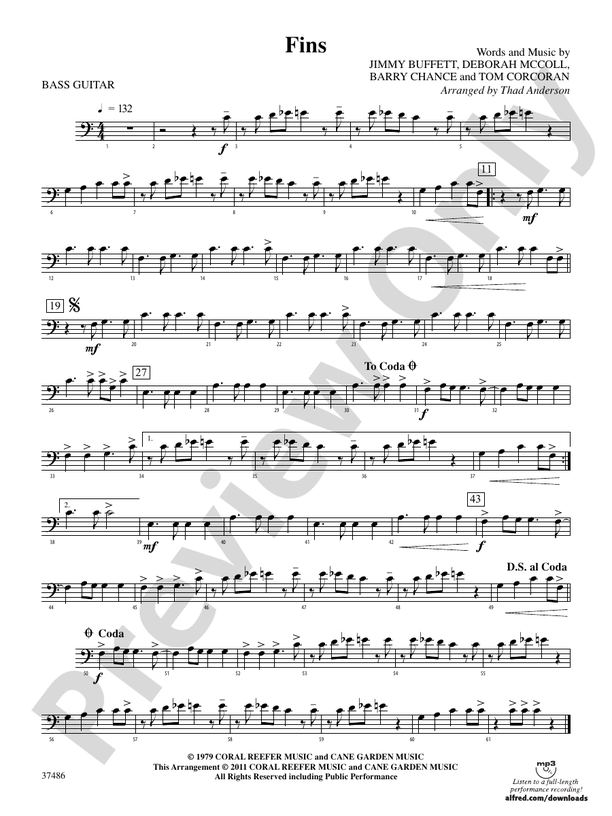 Fins: String Bass: String Bass Part - Digital Sheet Music Download