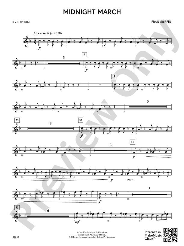 Midnight March: Xylophone: Xylophone Part - Digital Sheet Music Download