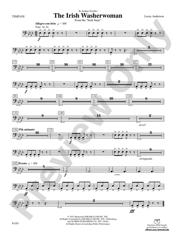 The Irish Washerwoman (from the Irish Suite): Timpani: Timpani Part ...