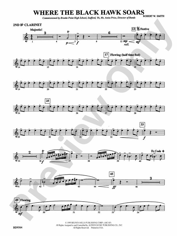 Where the Black Hawk Soars: 2nd B-flat Clarinet: 2nd B-flat Clarinet ...