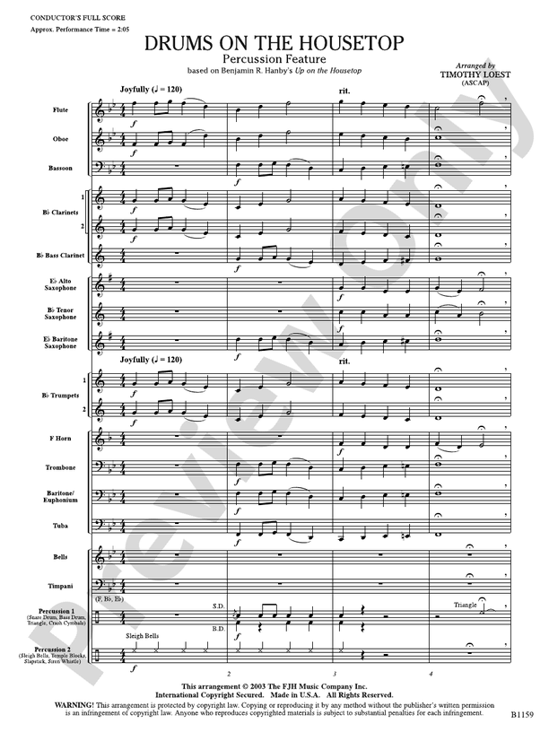 Drums on the Housetop: Score: : Benjamin R. Hanby - Digital Sheet Music ...