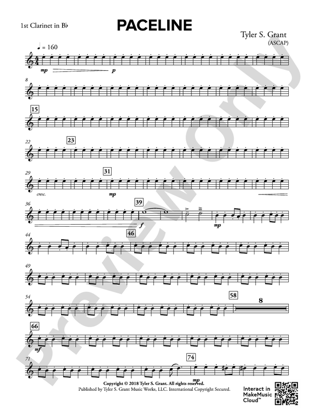 Paceline: 1st B-flat Clarinet: 1st B-flat Clarinet Part - Digital Sheet ...
