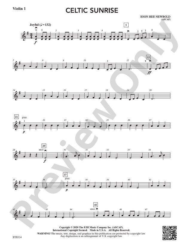 Celtic Sunrise: Violin 1: Violin 1 Part: Soon Hee Newbold - Digital ...