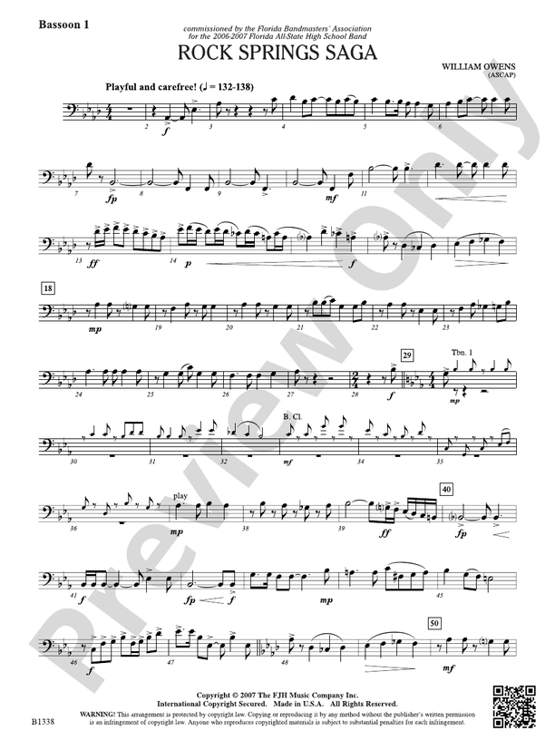 Rock Springs Saga: Bassoon 1: Bassoon 1 Part: William Owens - Digital ...