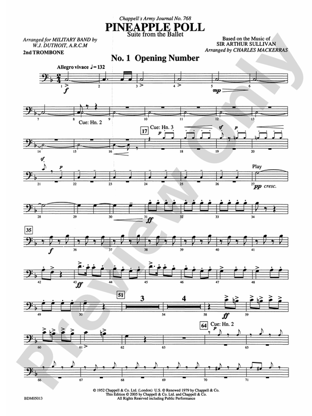 Pineapple Poll (Suite from the Ballet): 2nd Trombone: 2nd Trombone Part ...