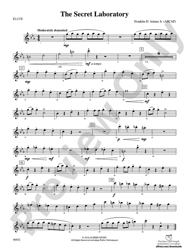 The Secret Laboratory: Flute: Flute Part - Digital Sheet Music Download