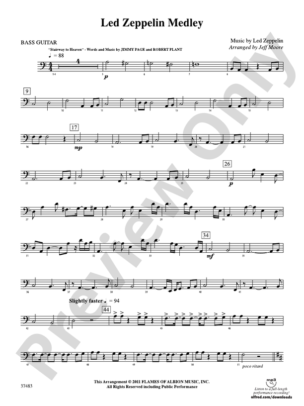 Led Zeppelin Medley: String Bass: String Bass Part - Digital Sheet ...