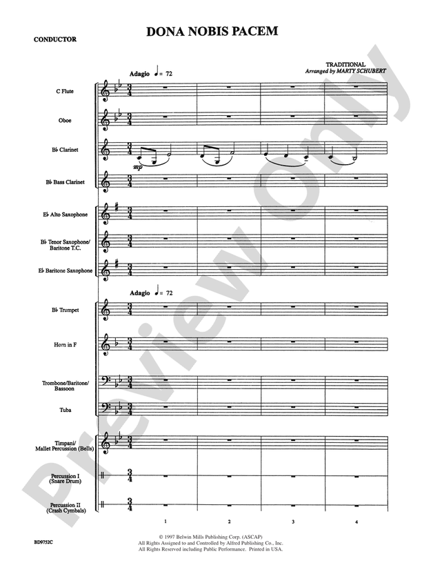 Dona Nobis Pacem: Concert Band Conductor Score & Parts - Digital Sheet ...