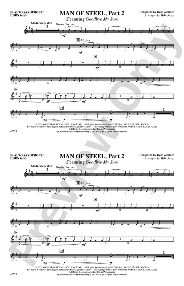 Man of Steel, Part 2: E-flat Alto Saxophone: E-flat Alto Saxophone Part - Digital Sheet Music ...