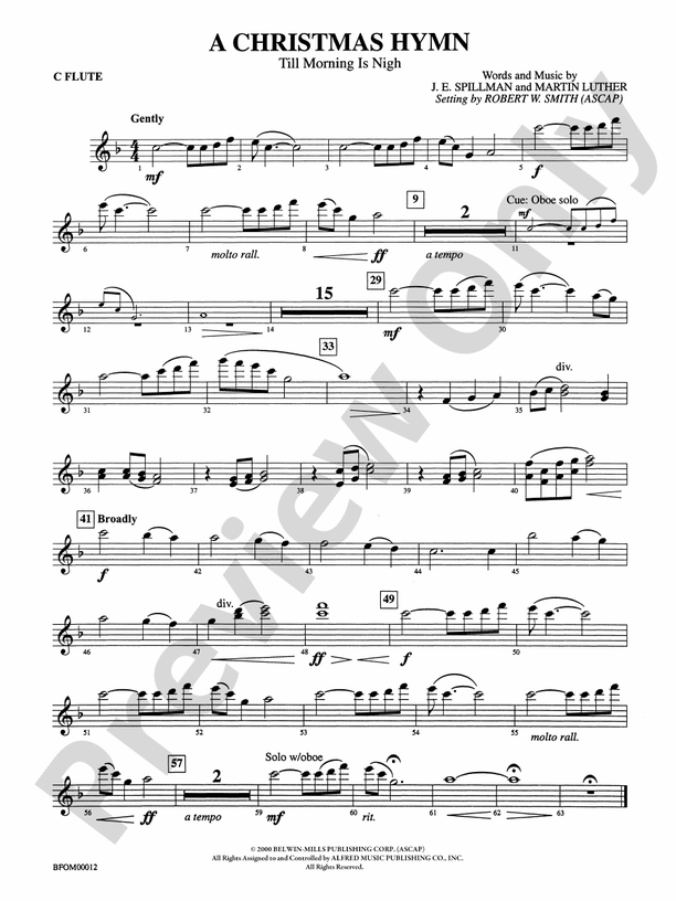 A Christmas Hymn: Flute: Flute Part - Digital Sheet Music Download