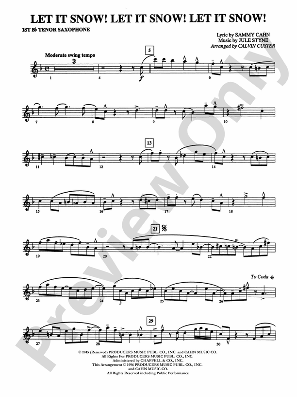 Let It Snow! Let It Snow! Let It Snow!: B-flat Tenor Saxophone: B-flat ...