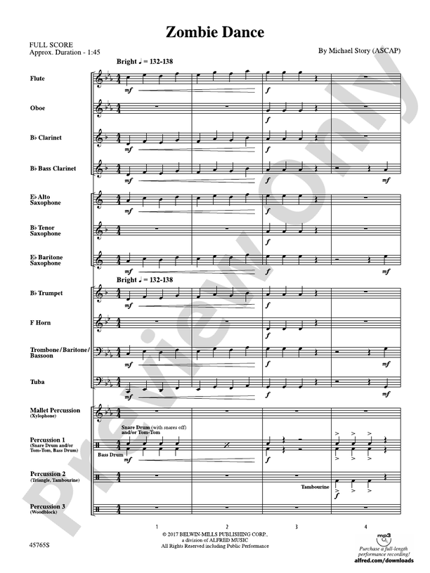 Zombie Dance: Score: Concert Band Score - Digital Sheet Music Download