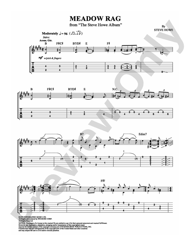 Meadow Rag: Guitar TAB: Steve Howe - Digital Sheet Music Download
