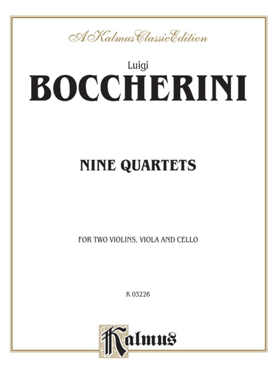 Boccherini: Nine Selected String Quartets: String Quartet No. 6 (Cello) Part - Digital Sheet ...