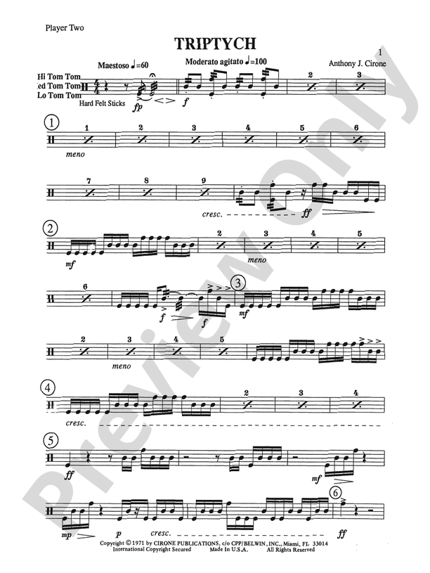 Triptych: 2nd Percussion: 2nd Percussion Part - Digital Sheet Music ...