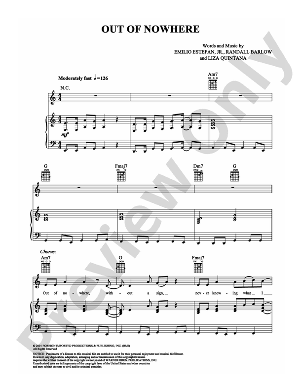 Out of Nowhere: Piano/Vocal/Chords: Gloria Estefan - Digital Sheet ...