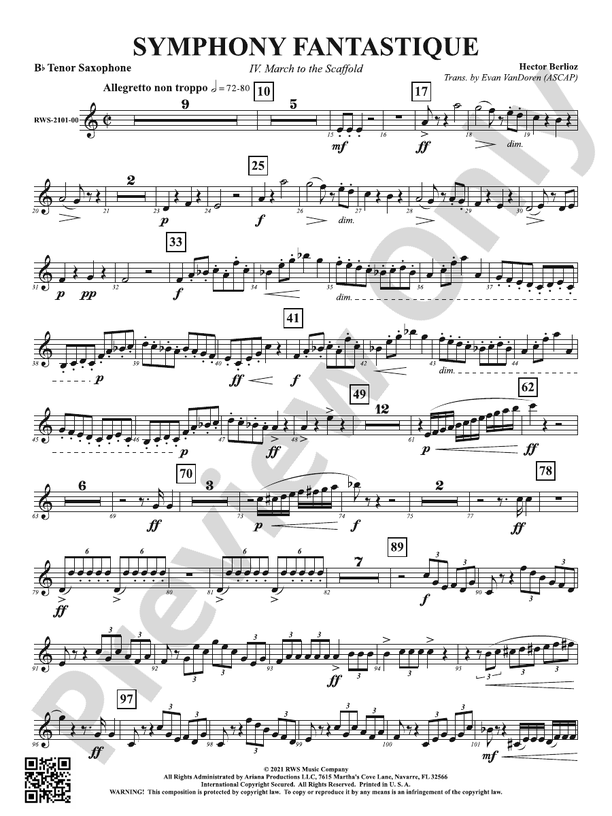 Symphony Fantastique - IV. March to the Scaffold: B-flat Tenor Saxophone: B-flat Tenor Saxophone ...