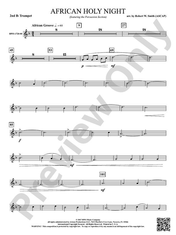 African Holy Night: 2nd B-flat Trumpet: 2nd B-flat Trumpet Part - Digital Sheet Music Download