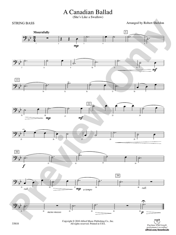 A Canadian Ballad: (wp) String Bass: (wp) String Bass World Part - Digital Sheet Music Download