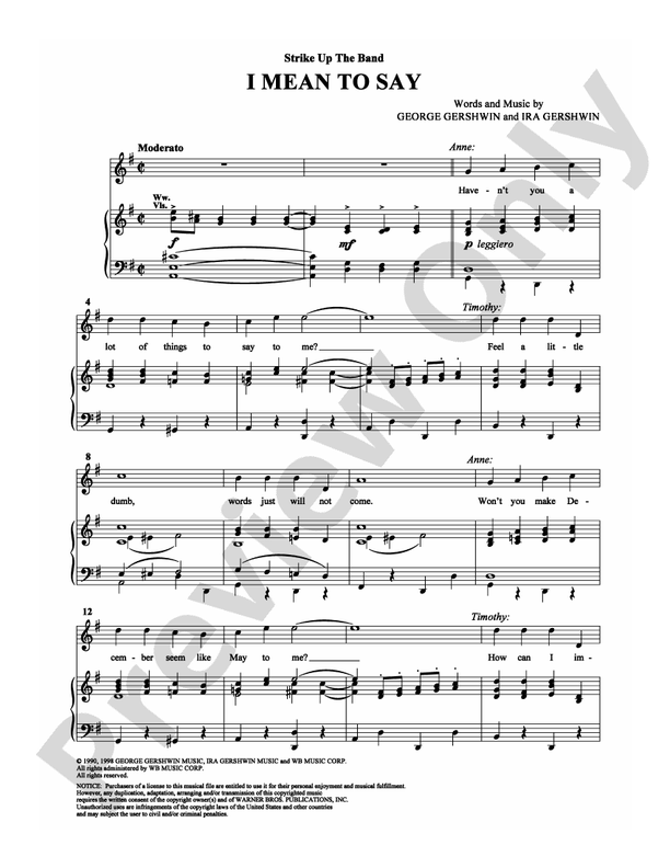 I Mean To Say: Piano/Vocal/Chords: George Gershwin - Digital Sheet ...