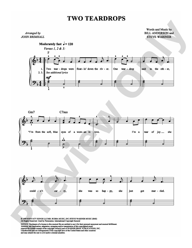 Two Teardrops: Easy Piano: Steve Wariner - Digital Sheet Music Download