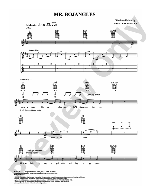 Mr. Bojangles: Guitar TAB: Nitty Gritty Dirt Band - Digital Sheet Music ...