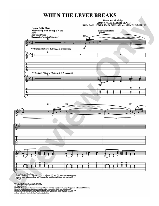 When the Levee Breaks: Guitar TAB: Led Zeppelin - Digital Sheet Music Download