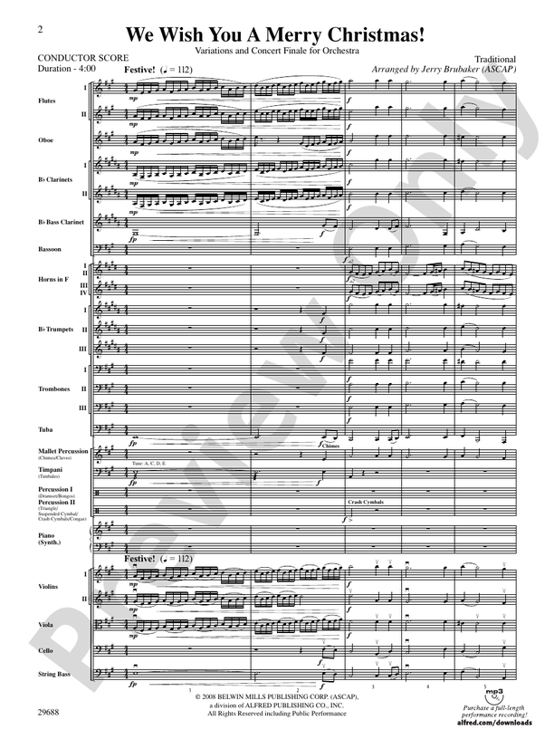 We Wish You a Merry Christmas: Score: Full Orchestra Score - Digital ...