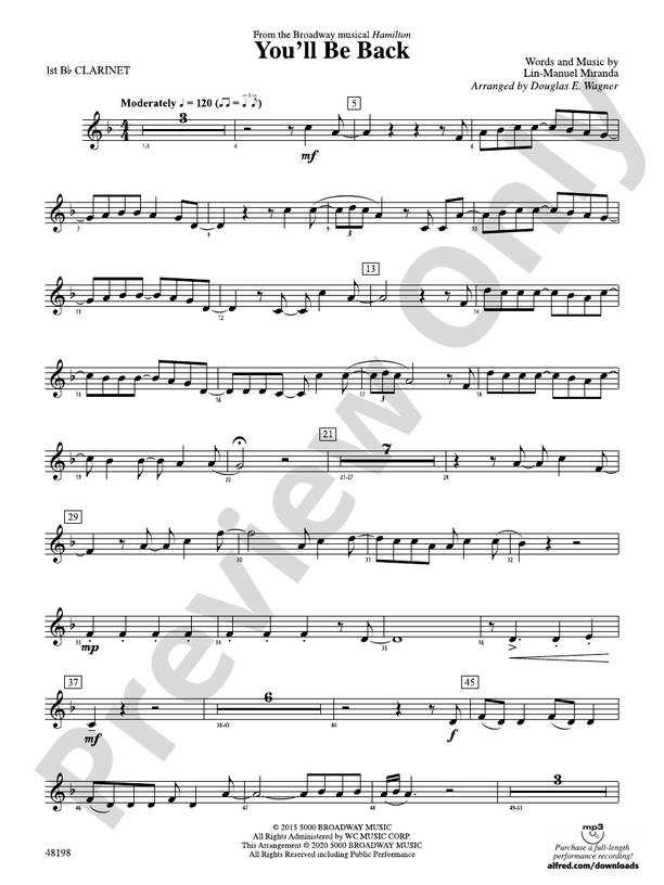 You'll Be Back: 1st B-flat Clarinet: 1st B-flat Clarinet Part - Digital Sheet Music Download