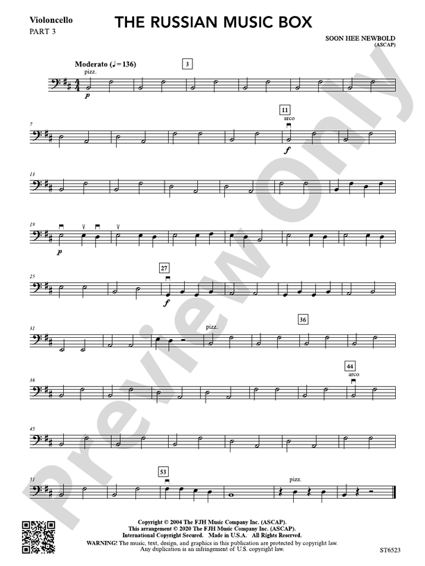 The Russian Music Box: Part 3 Cello: Part 3 Cello Part: Soon Hee ...