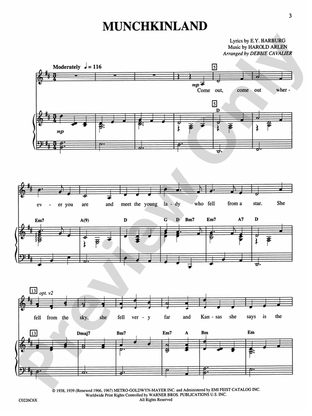 The Wizard of Oz, Selections from: Song Kit #26: Unison / Opt. 2-Part ...